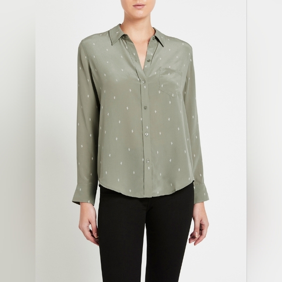 Rails | Tops | Rails Mint Kate Cactus Print Silk Button Down Shirt Size ...